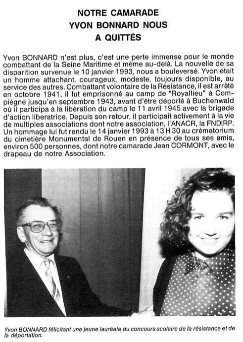 BONNARD Yves KLB 21760 | Association Française Buchenwald Dora et kommandos